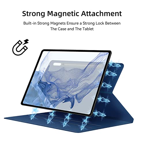 Syndrruce Magnetic Case for Samsung Galaxy Tab S7 Plus/S7 FE/S8 Plus 12.4 Inch, Slim Lightweight Protecitve Cover with S Pen Holder for Samsung Tablet S7 Plus/ S7 FE/ S8 Plus 12.4" (DarkBlue)