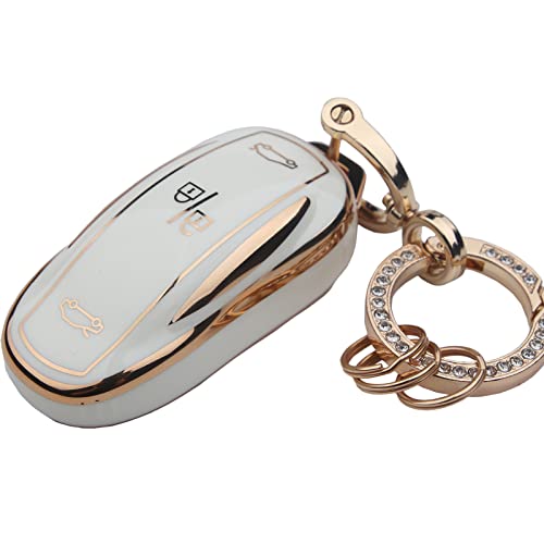 Nuwacreat for Honda Key Fob Cover with Keychain, Soft TPU Key Case Protection Fit for 2022 Honda Accord Civic CRV Pilot Odyssey 11th Gen Smart Key Holder(for Hond-B)