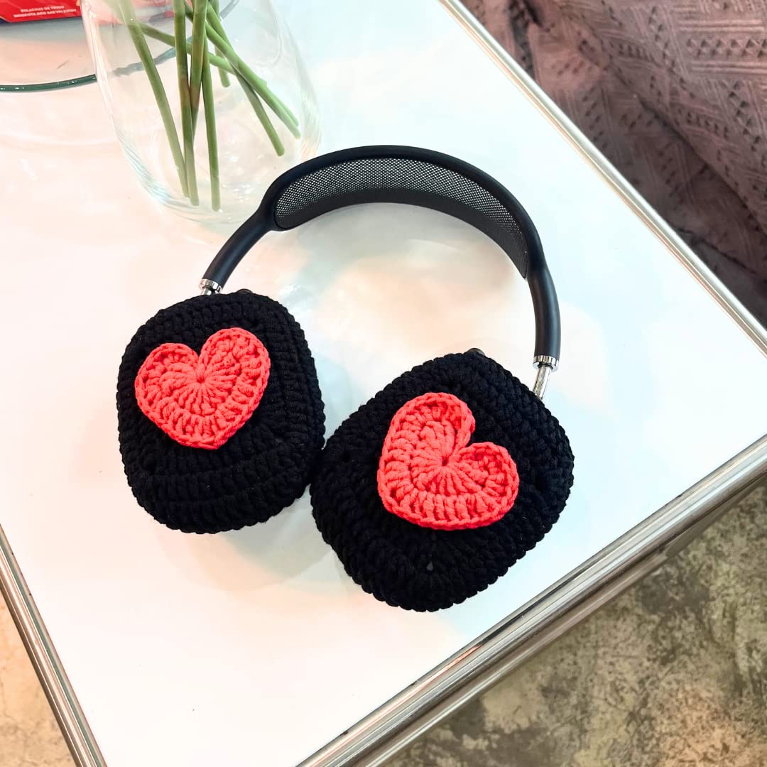 Apple Airpods Max Crochet Headphone Covers, Cute Airpods Max Case for Apple Headphones (Heart)