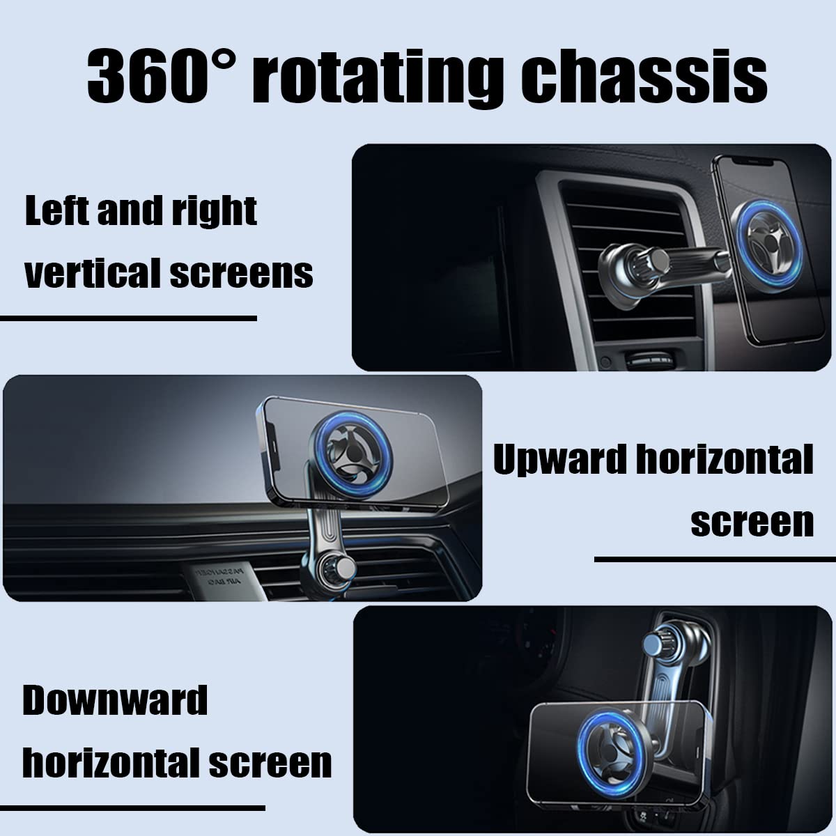 AICEL Phone Holder for Car, Strong Magnetic Air Vent Cell Phone Mount, 360° Rotation Adjustable Hands Free Phone Grip, Libra Ring-Shaped Universal Car Accessories Fit iPhone 14 Series All Smartphones