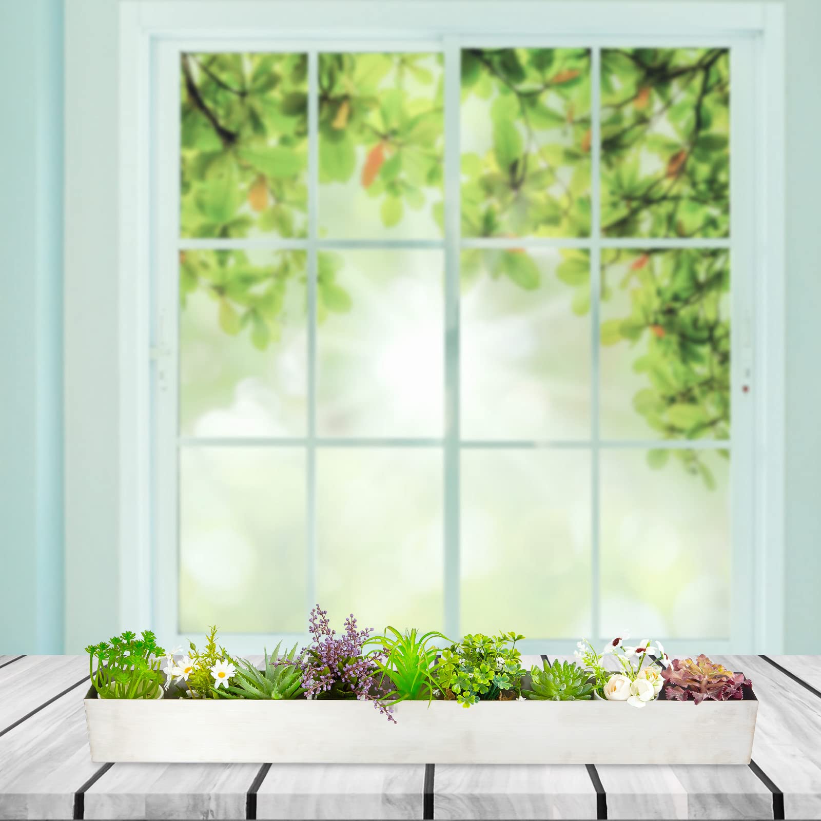 Yaomiao Rectangle Planter Box 32 Inch Window Planter Succulent Trough Rectangular Planter for Indoor Plants Succulent Box Stainless Steel Window Sill Planters Indoor Planters for Table Sill Indoor