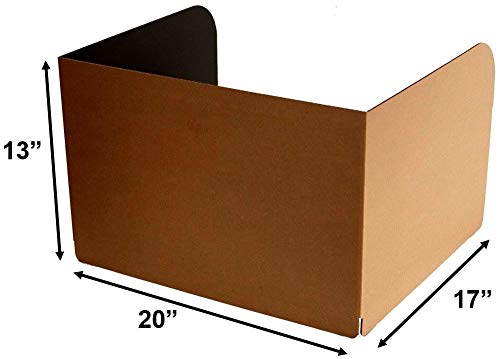 USA-Made Privacy Shields - Voting Booths (30-Pack) - 13" (H) x 20" (W) x 17" (D) - Black Interior (Discourages Graffiti) - Kraft Brown Exterior - Privacy Partitions for Students - Desk Separators
