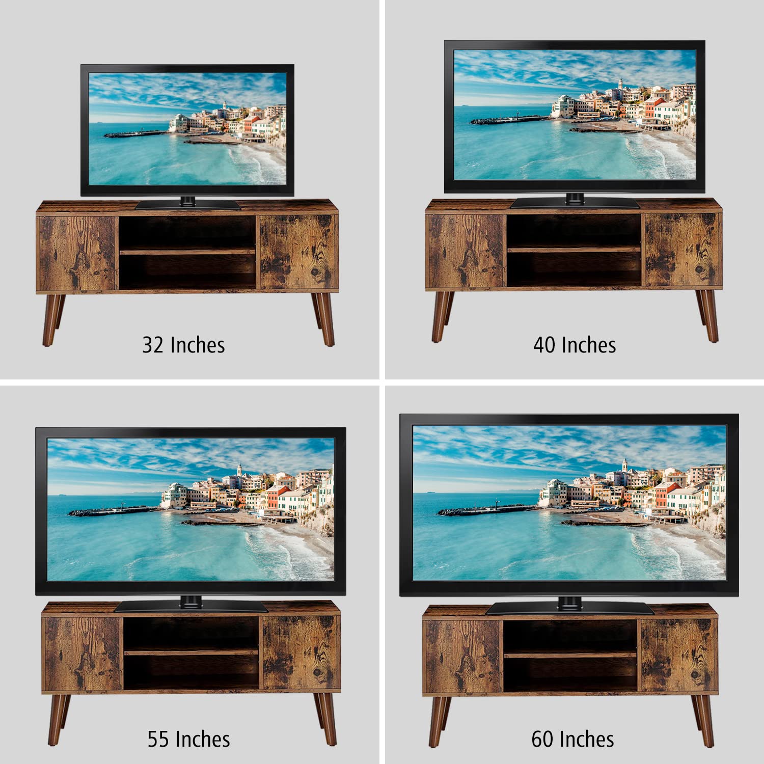 Zanzio ZA-LTV08BX 43.4" W Farmhouse TV Stand, Brown