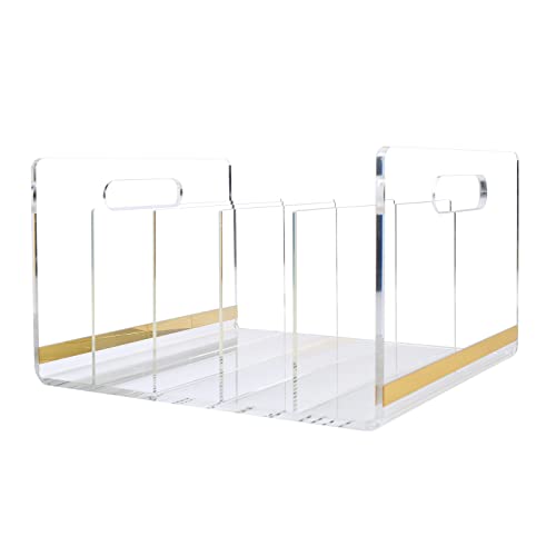 Acrylic File Sorter, 5 Sections Desk Plastic File Folder Rack,Clear Office File Organizer For Notebooks, Binders, Envelopes, Magazines CD (Magazine Holder)