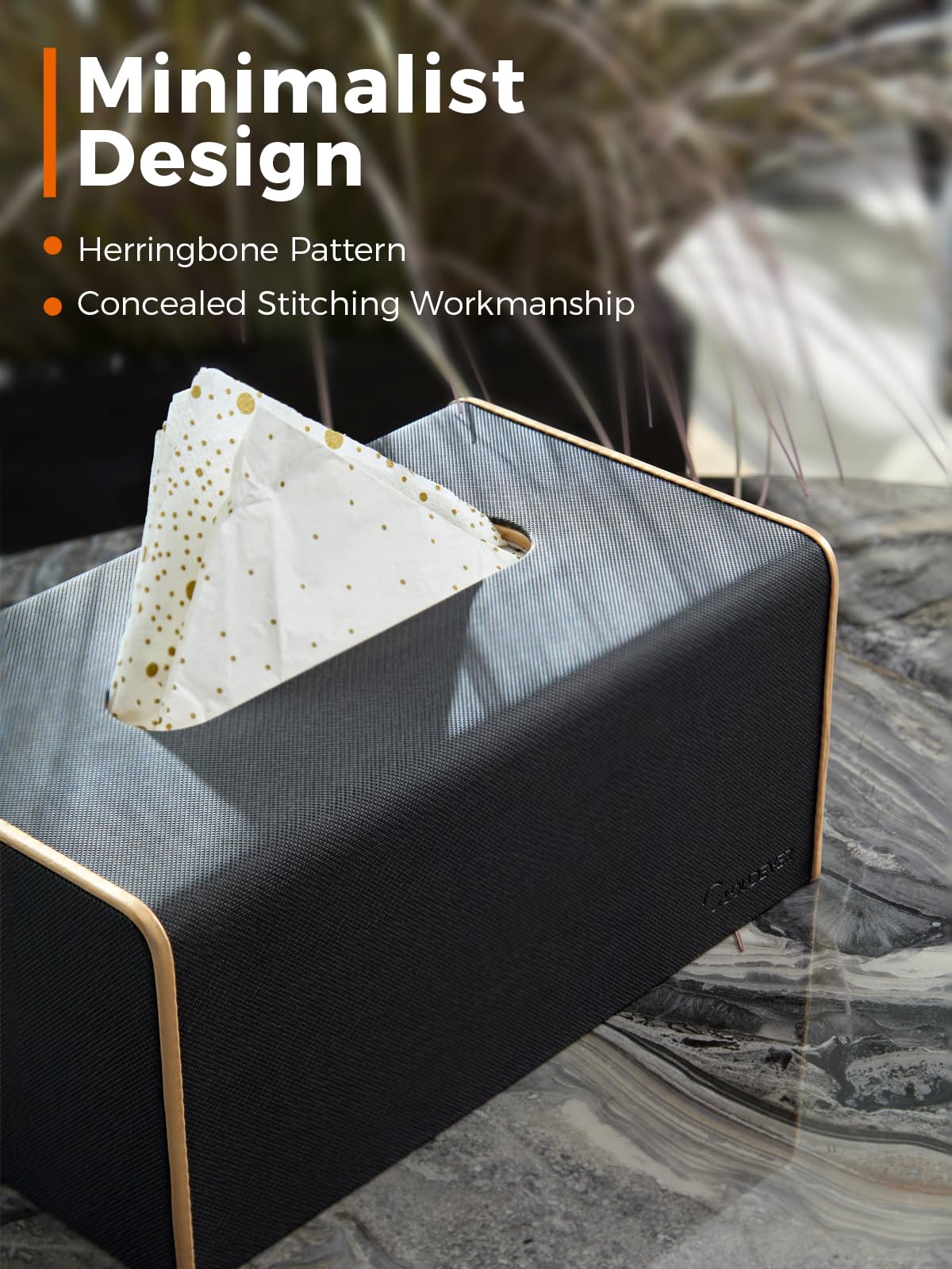 Cloudever Tissue Box Holder Cover Rectangular, Modern PU Leather Decorative Tissue Holders Organizer-Starry Black