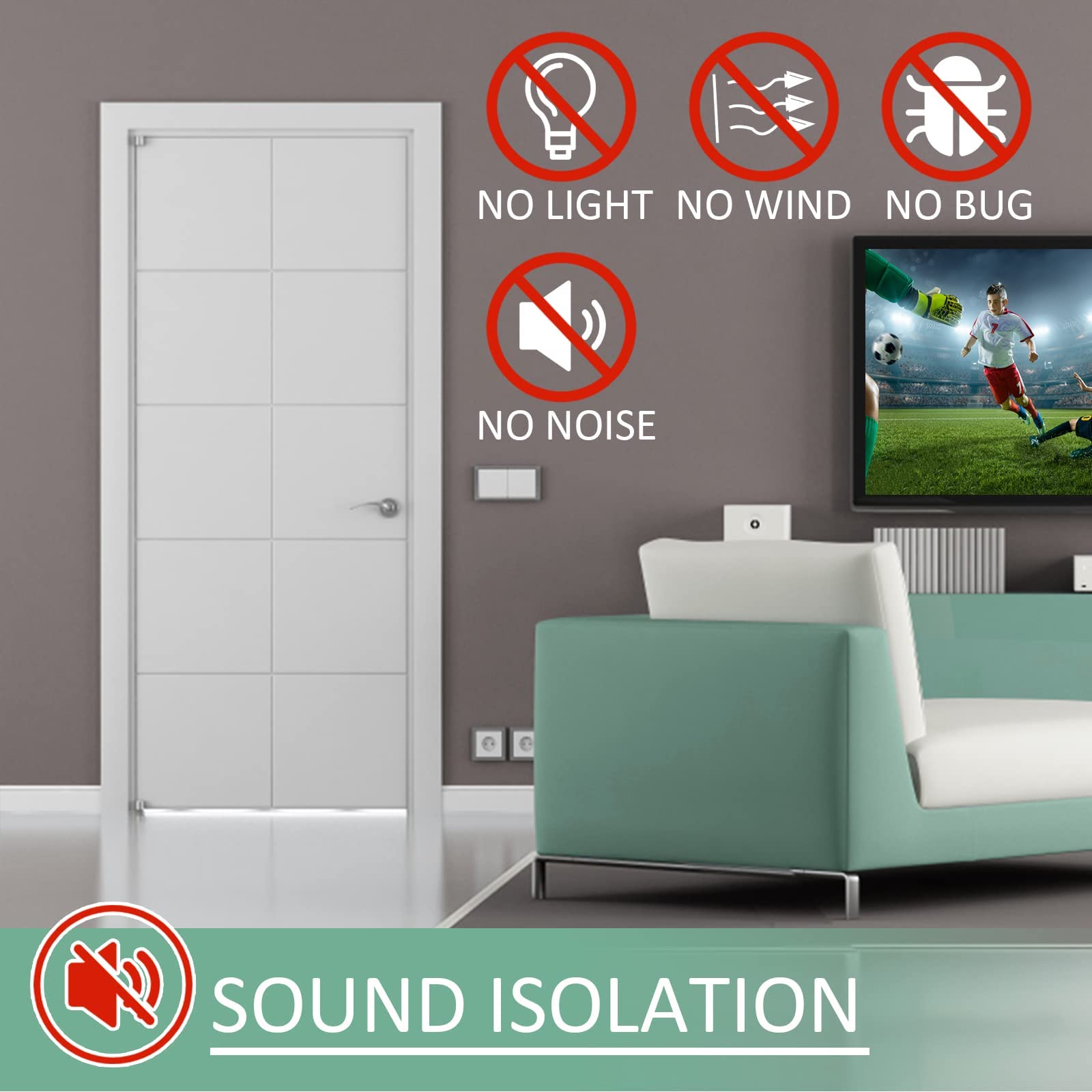 Door Bottom Sealing Strip Removable and Washable Under Door Draft Stopper Home Dorm Bedroom Sound Proof Noise Reduction Door EVA Draft Stopper Gray