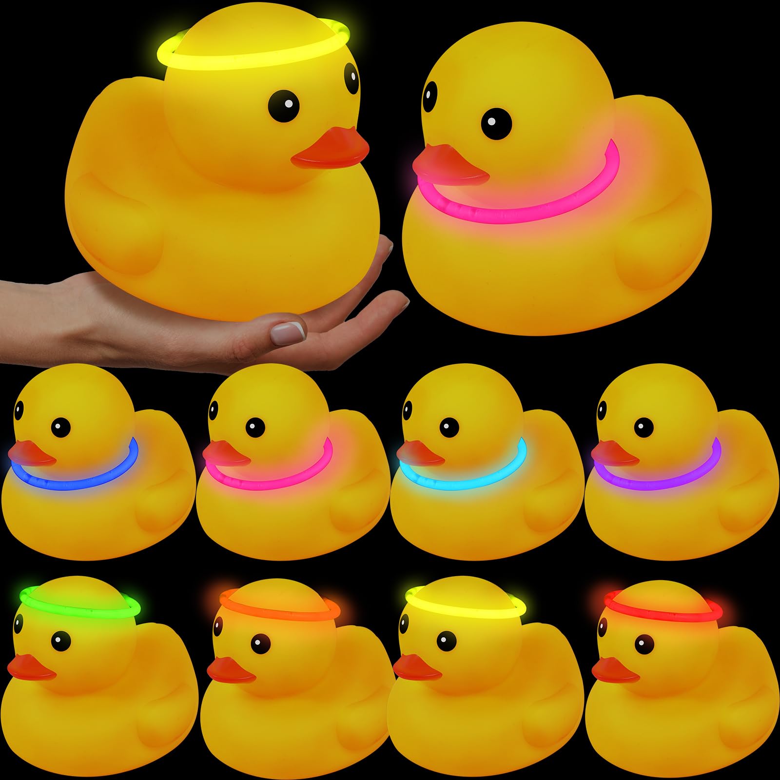 Deekin 10 Pcs 5 Inches Large Yellow Rubber Ducks Bulk Large Duck Bath Toy Squeak Rubber Duckie Bathtub Floating Bath Duck for Birthday Party Decoration Gift Swimming Pool (Bright)
