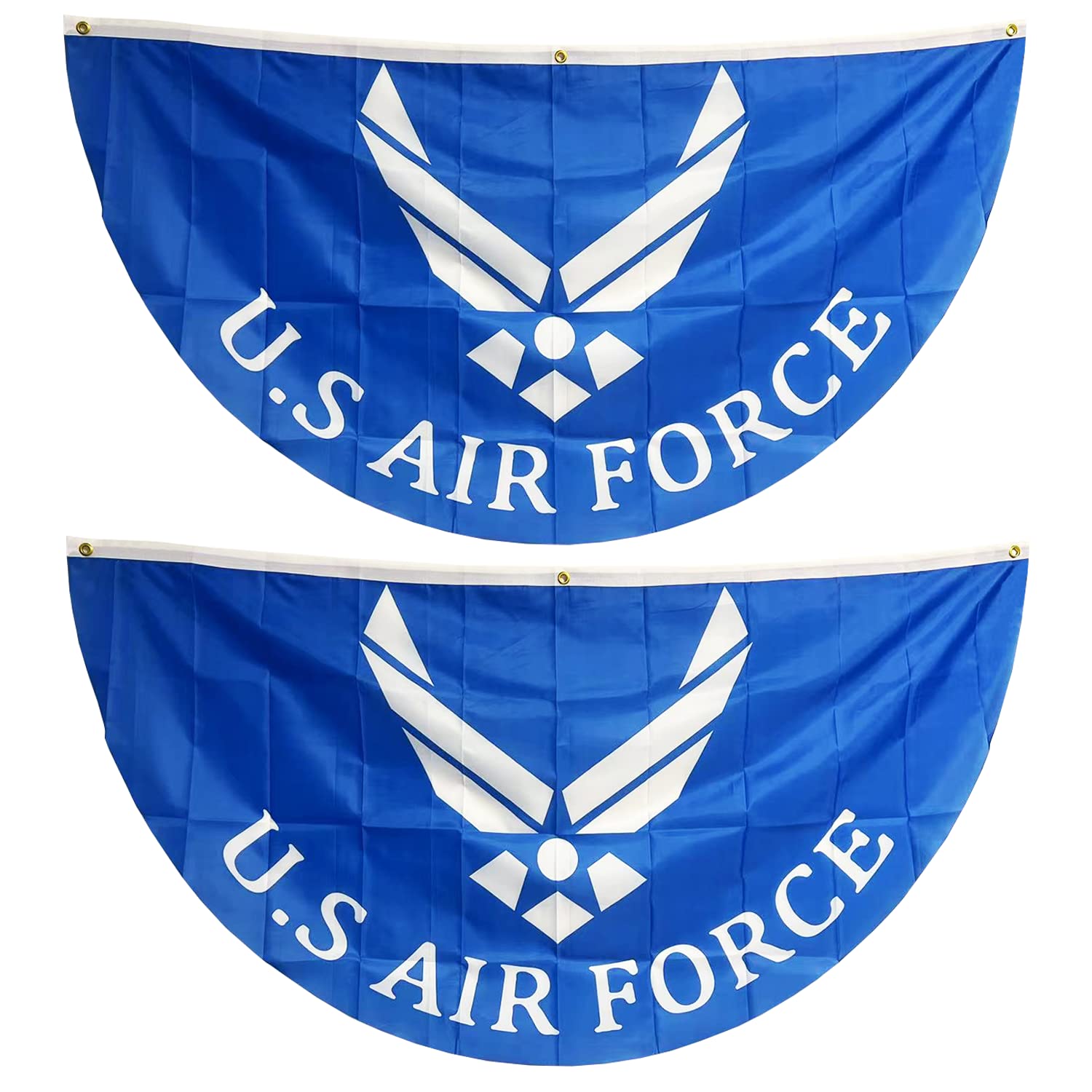 2Pcs US Air Force Fan Flag Bunting 3 x 6 Ft,US Military Air Force Fan Flag Banner For Memorial Day Independence Day Veterans Day USAF Theme Parades,Celebration and Home Party Decor