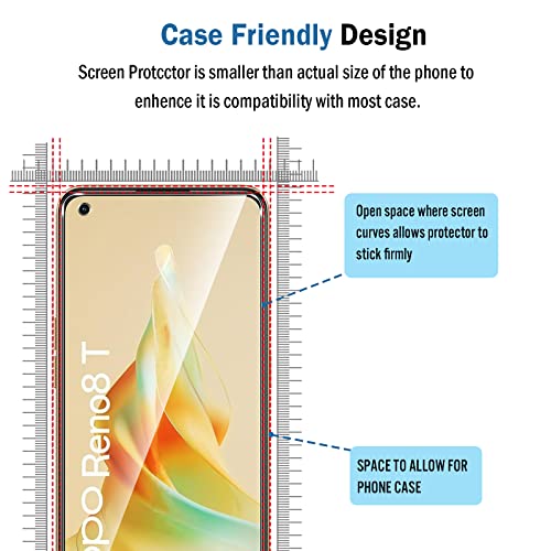 Natbok 2 Pack for OPPO Reno 8T 4G Screen Protector,9H Tempered Glass Film,HD Clear Scratch Resistant,Case Friendly Bubble-Free Easy Installation for OPPO Reno 8T 4G Glass Screen Protector