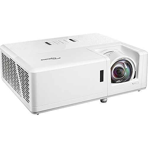 Optoma GT1090HDR Short Throw Laster Home Theater Projector Bundle with Minolta 120" Home Theater Projector Screen 16:9 Indoor Outdoor Folding with Mount Hooks