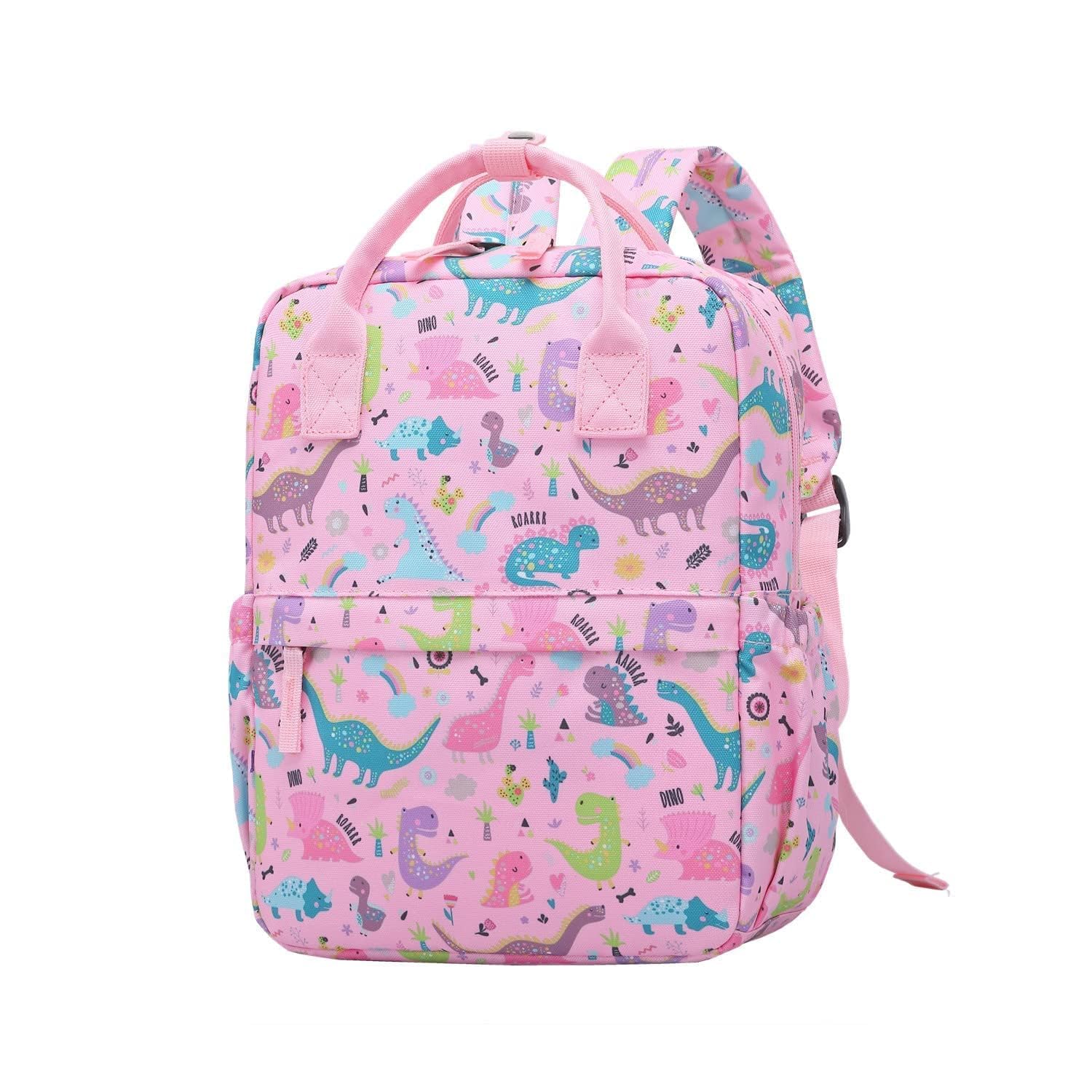 Cute Preschool Backpack Toddler School Book Bag for Girls Boys Kids Kindergarten Nursery Travel Bag with Chest Strap(15inch, Pink Dinosaur)