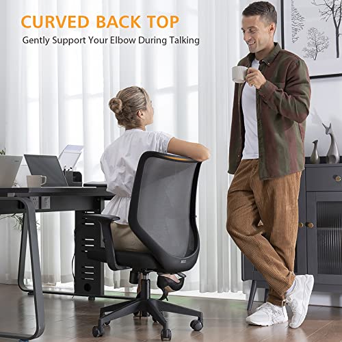 ETasker Office Chair with Adjustable Arms Mid-Back Desk Chair Black - Breathable Mesh Ergonomic Office Chair - Swivel Computer Chair with Rocking Function - Height Adjustable Home Office Desk Chair