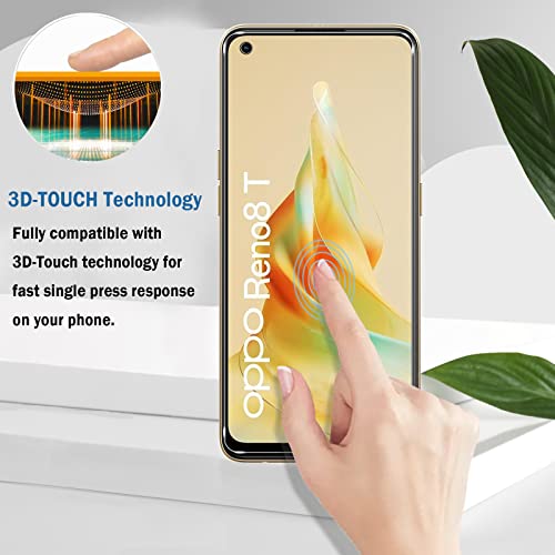 Natbok 2 Pack for OPPO Reno 8T 4G Screen Protector,9H Tempered Glass Film,HD Clear Scratch Resistant,Case Friendly Bubble-Free Easy Installation for OPPO Reno 8T 4G Glass Screen Protector