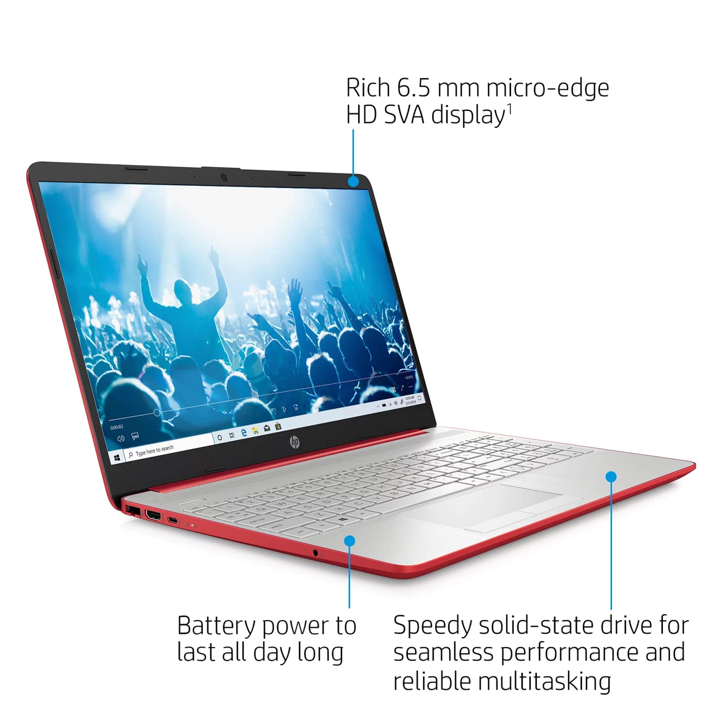 HP 15.6" HD Laptop for Business and Student, Intel Pentium Silver N5030, 16GB RAM, 512GB SATA SSD, Webcam, Media Card Reader, RJ45, HDMI, Wi-Fi, Windows 11 Home, Scarlet Red, KKE Accessories