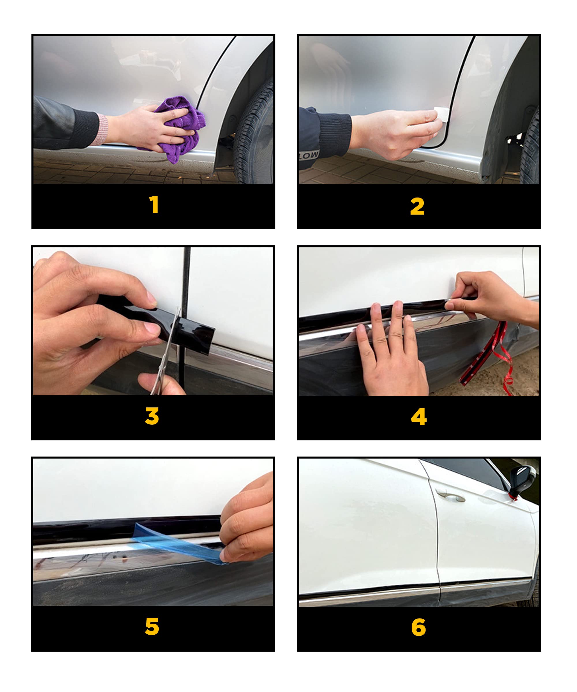 ESEWALAS 16Ft Self Adhesive PVC Car Decal Sticker,Automotive Edge Lip Protect Sticker,Car Exterior and Interior Molding Trim,Scratchproof Tape,Decorative Strip (1inch)