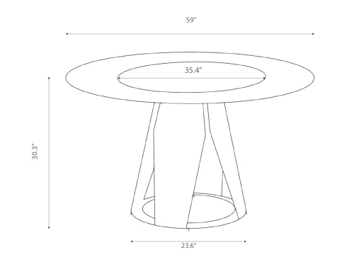 Runboll 59'' Modern Round Dining Table with Lazy Susan, Sintered Stone Dinner Table with 35.4" Round Turntable for Dining Room(Not Included Chairs)