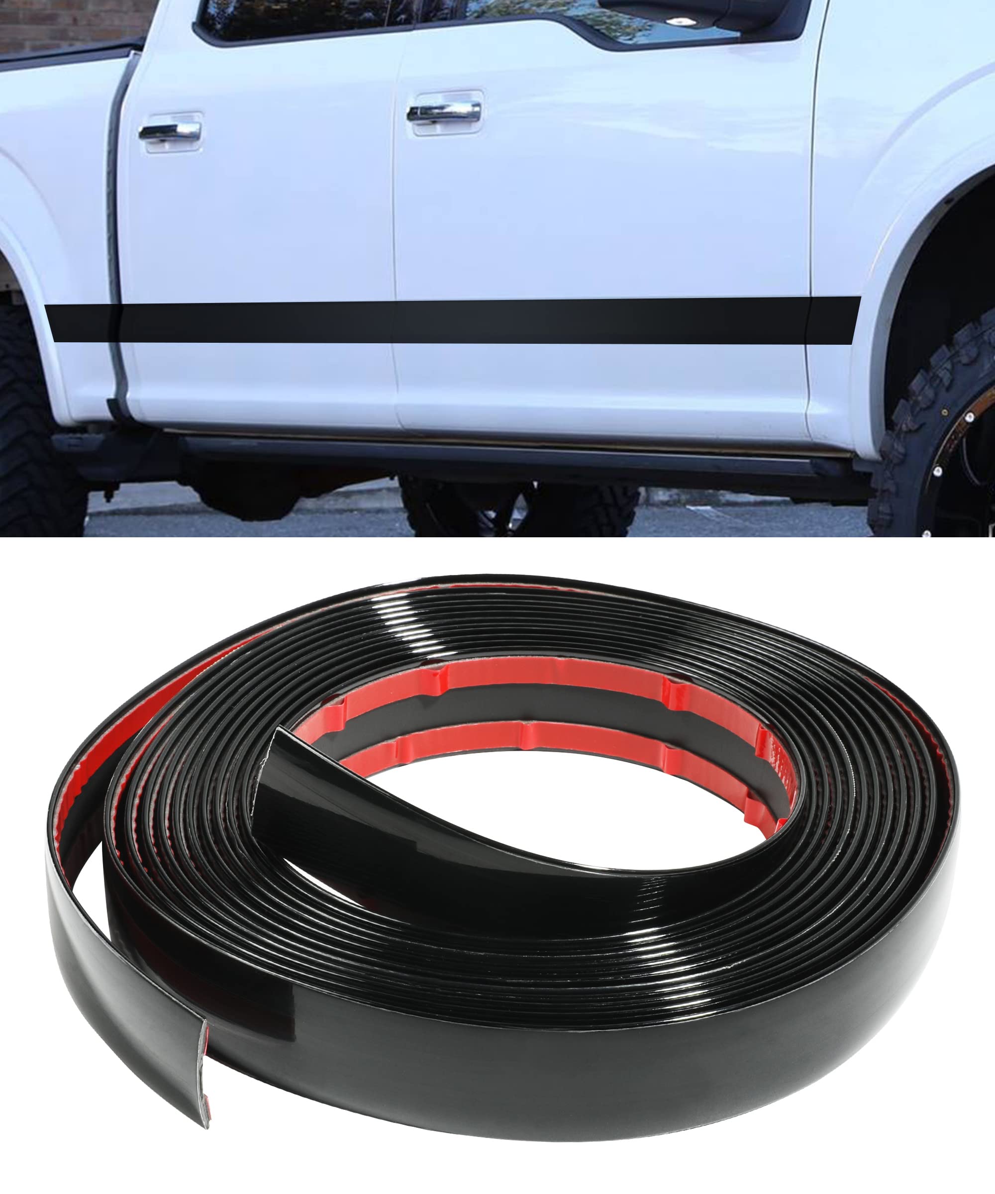 ESEWALAS 16Ft Self Adhesive PVC Car Decal Sticker,Automotive Edge Lip Protect Sticker,Car Exterior and Interior Molding Trim,Scratchproof Tape,Decorative Strip (1inch)