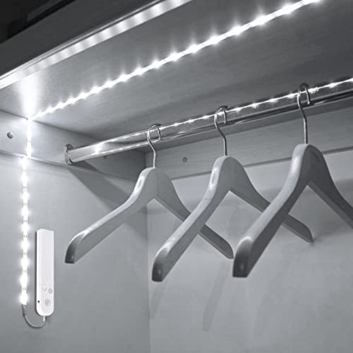 Motion Sensor Strip Light LED Counter Night Lights, Battery Operated LED Strip Light for Wardrobe, Stair, Pantry, Under Cabinet, Cupboard, Bed, Locker