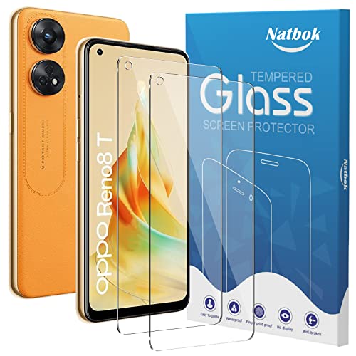 Natbok 2 Pack for OPPO Reno 8T 4G Screen Protector,9H Tempered Glass Film,HD Clear Scratch Resistant,Case Friendly Bubble-Free Easy Installation for OPPO Reno 8T 4G Glass Screen Protector