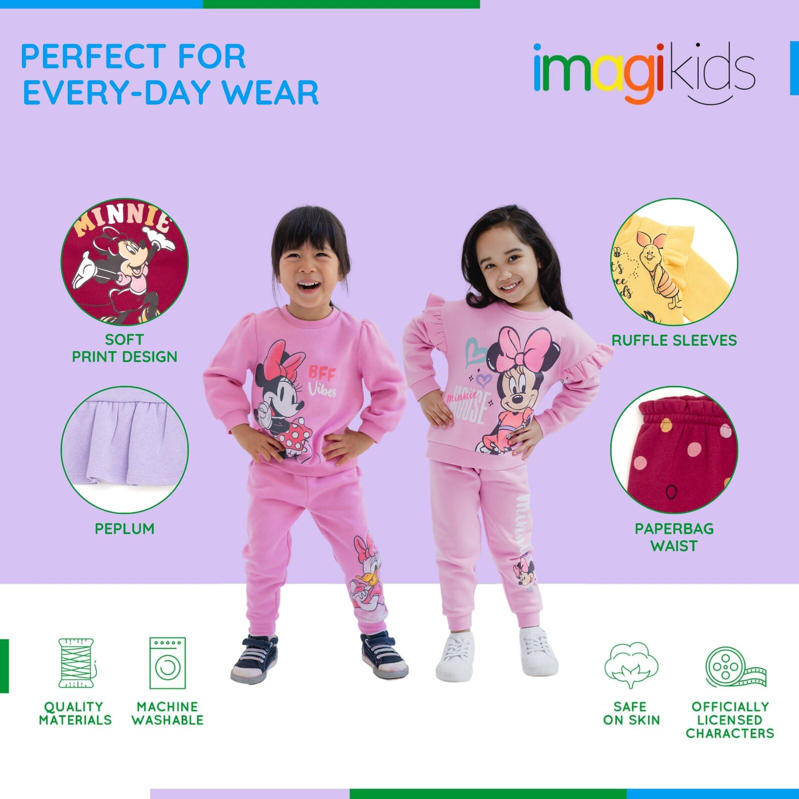 Disney Princess Rapunzel Jasmine Aurora Toddler Girls Fleece Sweatshirt and Pants Set Purple 5T