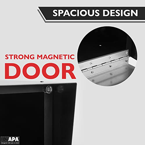 Ilyapa Modern Mailbox, Ready for Post Mount - Black Powder Coated Steel Heavy Duty Curbside Welded Large Mailbox, All Weather Durable, Corrosion Resistant, Stainless Steel Hinges, Magnetic Door