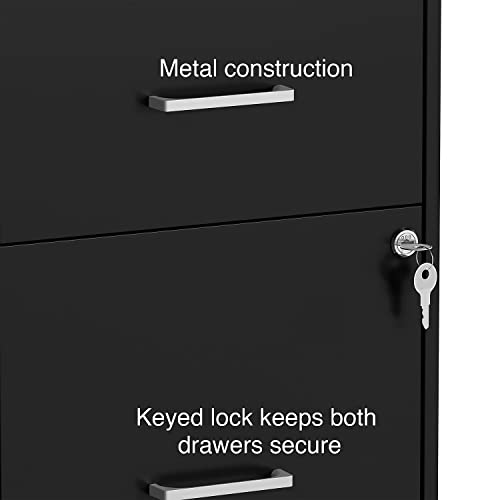 Staples 2806659 2-Drawer Vertical File Cabinet Locking Letter Black 22-Inch D (52153)
