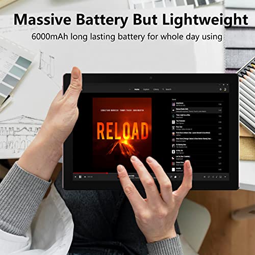 2 in 1 Tablet with Keyboard, 10 inch Android 11 Tablet, 6GB RAM+128GB ROM+1TB Expandable Tablet, 1.8GHz Quad-core Processor, 5G WiFi 6 BT 5.0 Tablets with Mouse| Case| Stylus, 1280*800 IPS Touchscreen