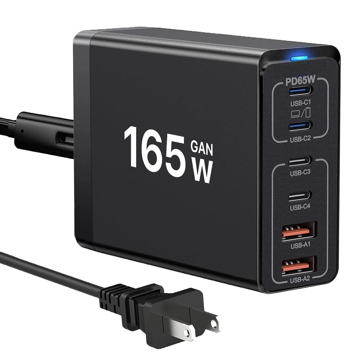 USB C Charger Block, 165W Multiple Charging Station, USB Charger Block, 6-Port USB C Charging Station Compatible with MacBook Pro/Air, iPhone 14/13/12 Series, Samsung Galaxy, Pixel, Laptop