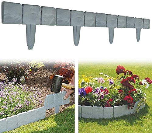 10 PCS Garden Border Fence Edging Stones Gray Effect Fence in Lawn Edging Plant Border Garden Landscape Edging
