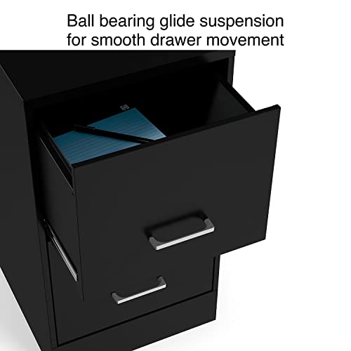Staples 2806659 2-Drawer Vertical File Cabinet Locking Letter Black 22-Inch D (52153)