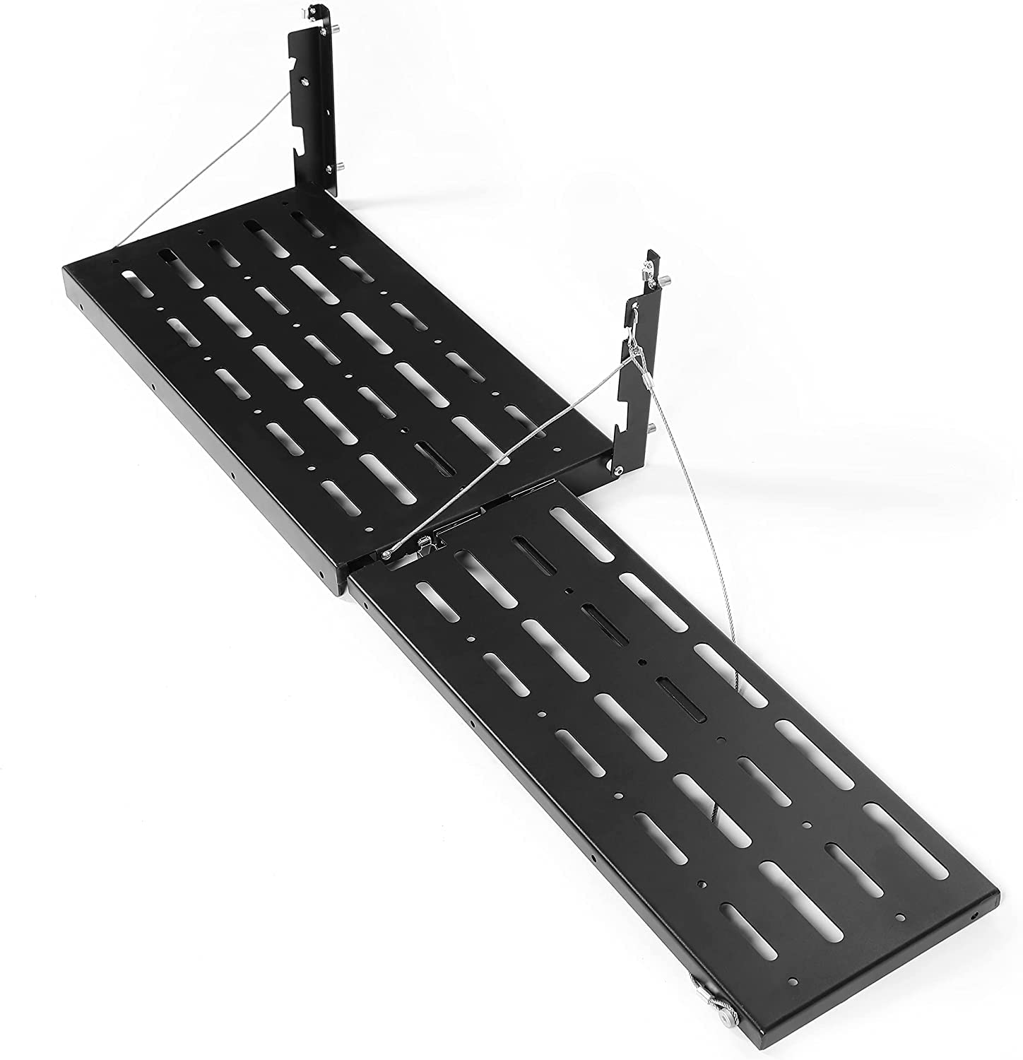 KUAFU Rear Foldable Door Tailgate Table Compatible with 2007-2018 Jeep Wrangler JK Luggage Storage Rack Cargo Carrier Shelf Black Steel Support up to 75lbs