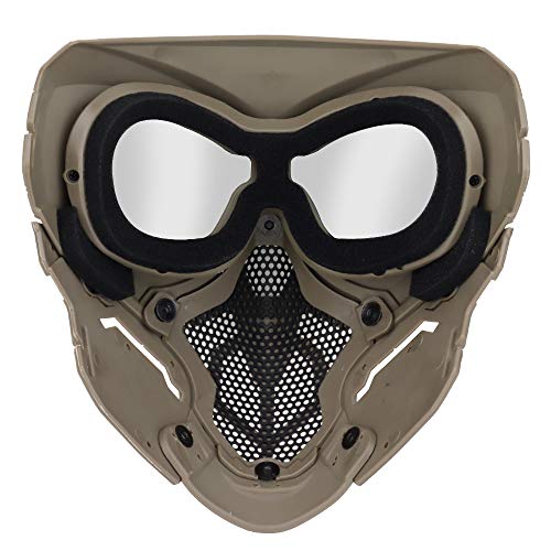 Airsoft Mask, Protective Full Face Tactical Mask for BB Gun/CS Game Man&Women (Khaki)
