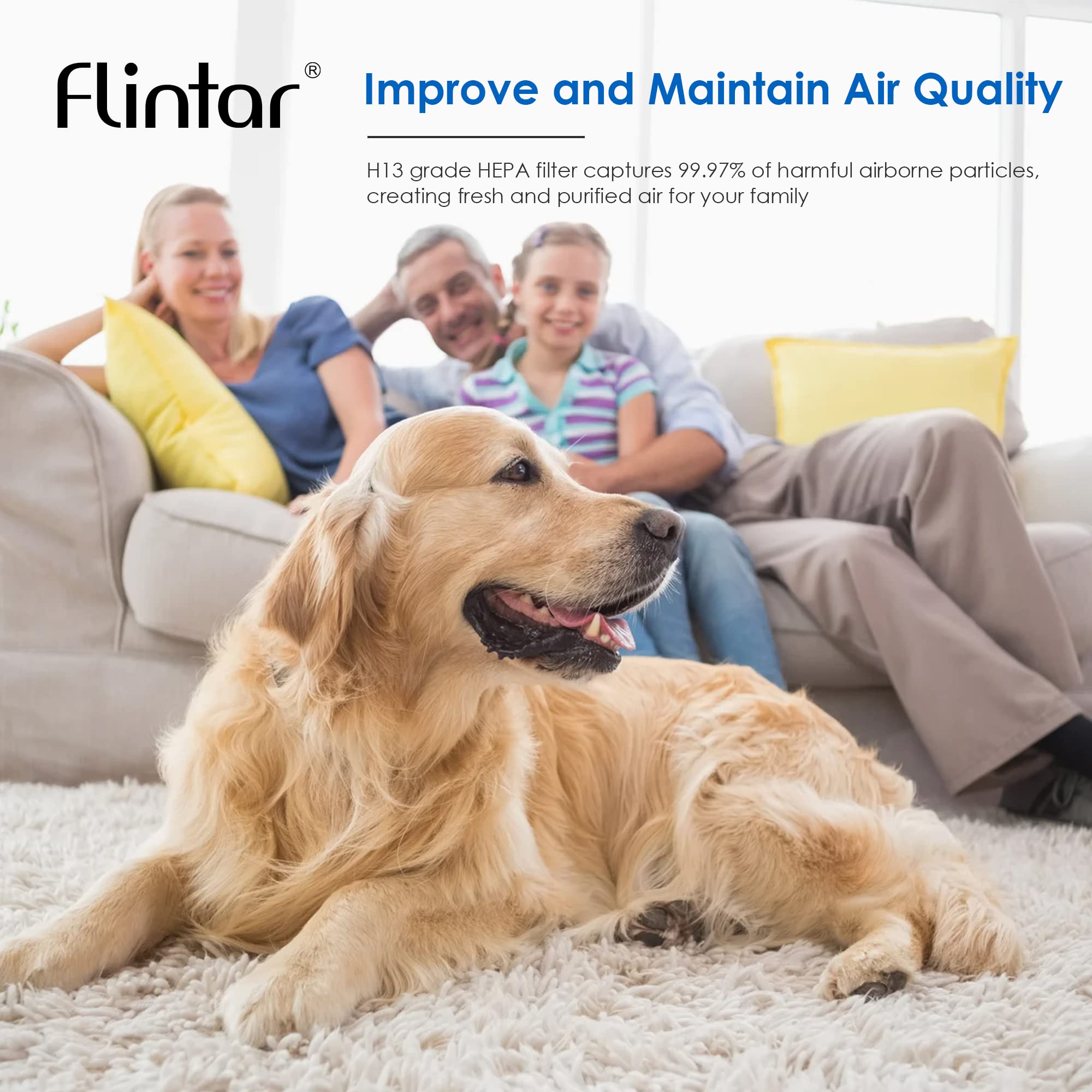 Flintar Vital 200S True HEPA Replacement Filter, Compatible with LEVOIT Vital 200S Air Purifier, H13 True HEPA + Activated Carbon Replacement filter, Part # Vital 200S-RF, 1-Pack