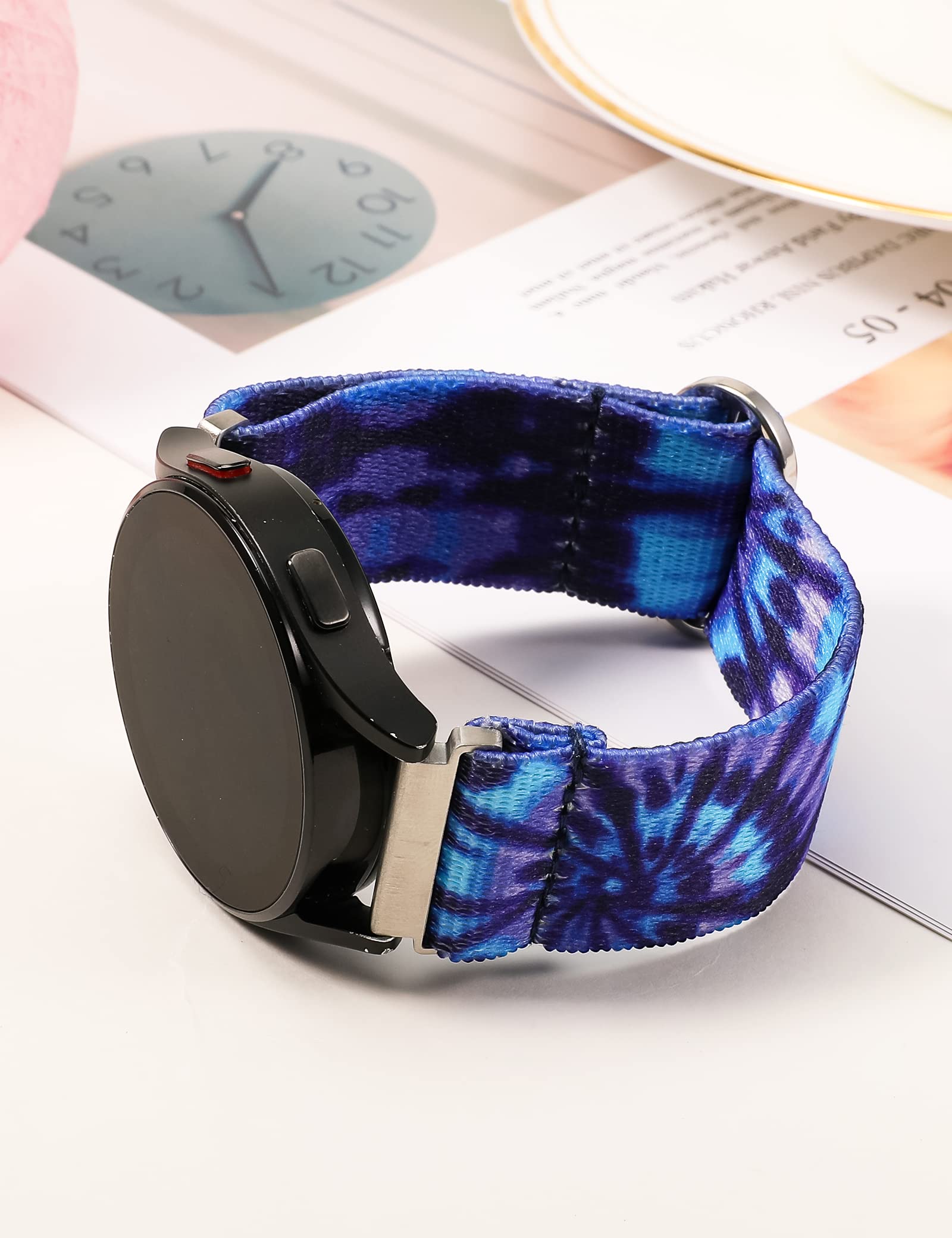 TOYOUTHS 20mm Stretchy Nylon Loop Elastic Bracelet Compatible with Samsung Galaxy Watch Band 7/6/5/4 40mm 44mm/Watch 4 Classic 42mm 46mm/Watch 5 Pro 45mm/Active 2 40mm 44mm/Watch 3 41mm Strap