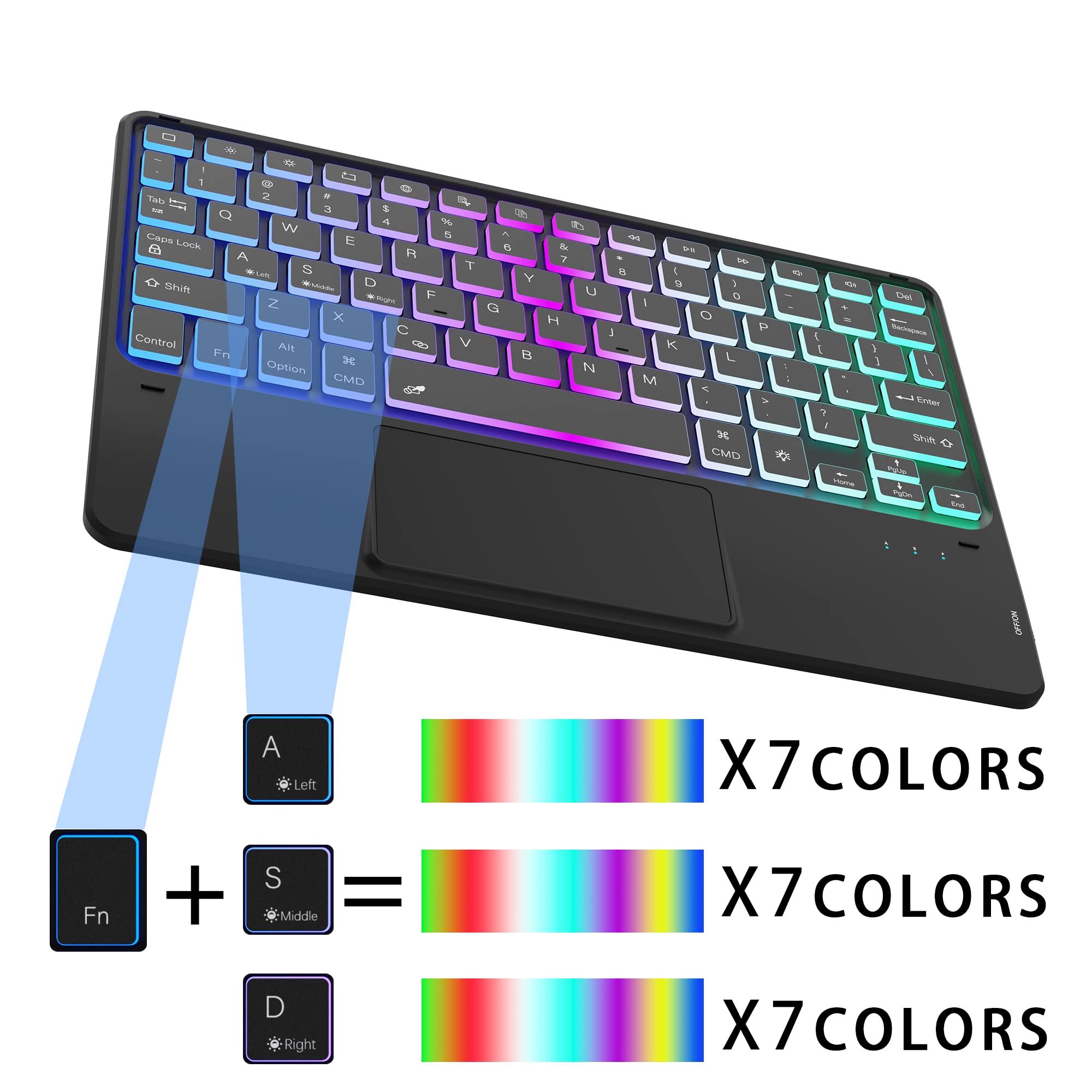 for iPad 10th Generation 2022 10.9 inch Case with Keyboard: 7-Color Backlit Trackpad Wireless Keyboard for 10.9" iPad 10th Gen 2022 - Detachable Folio Smart Touch Keyboard Cover with Pencil Holder