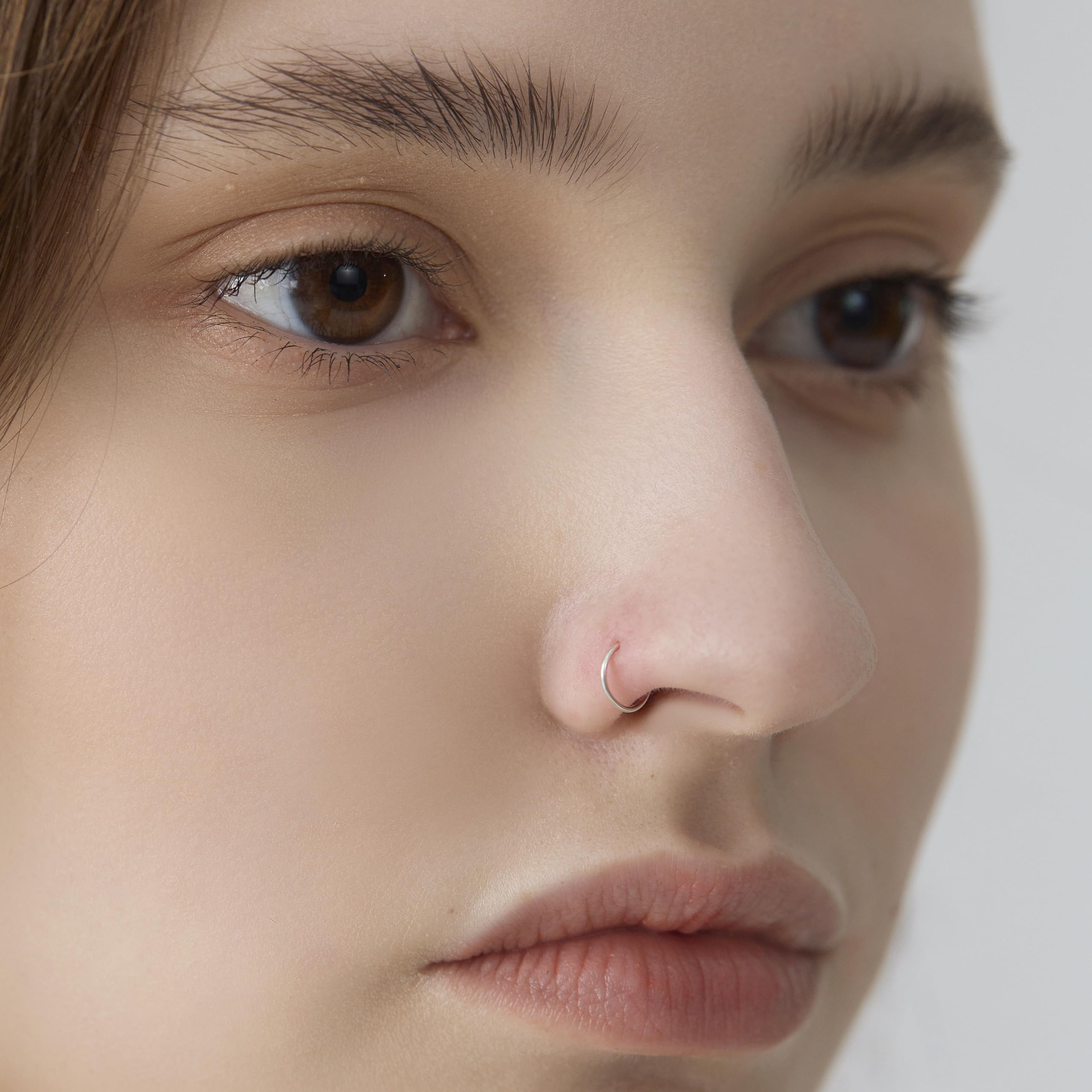 Thin Nose Rings Hoops for Women/Men,Tiny Small Silver Nose Rings 22g for Nose Piercings (1pc - 22 gauge - 7mm,925 Sterling Silver)