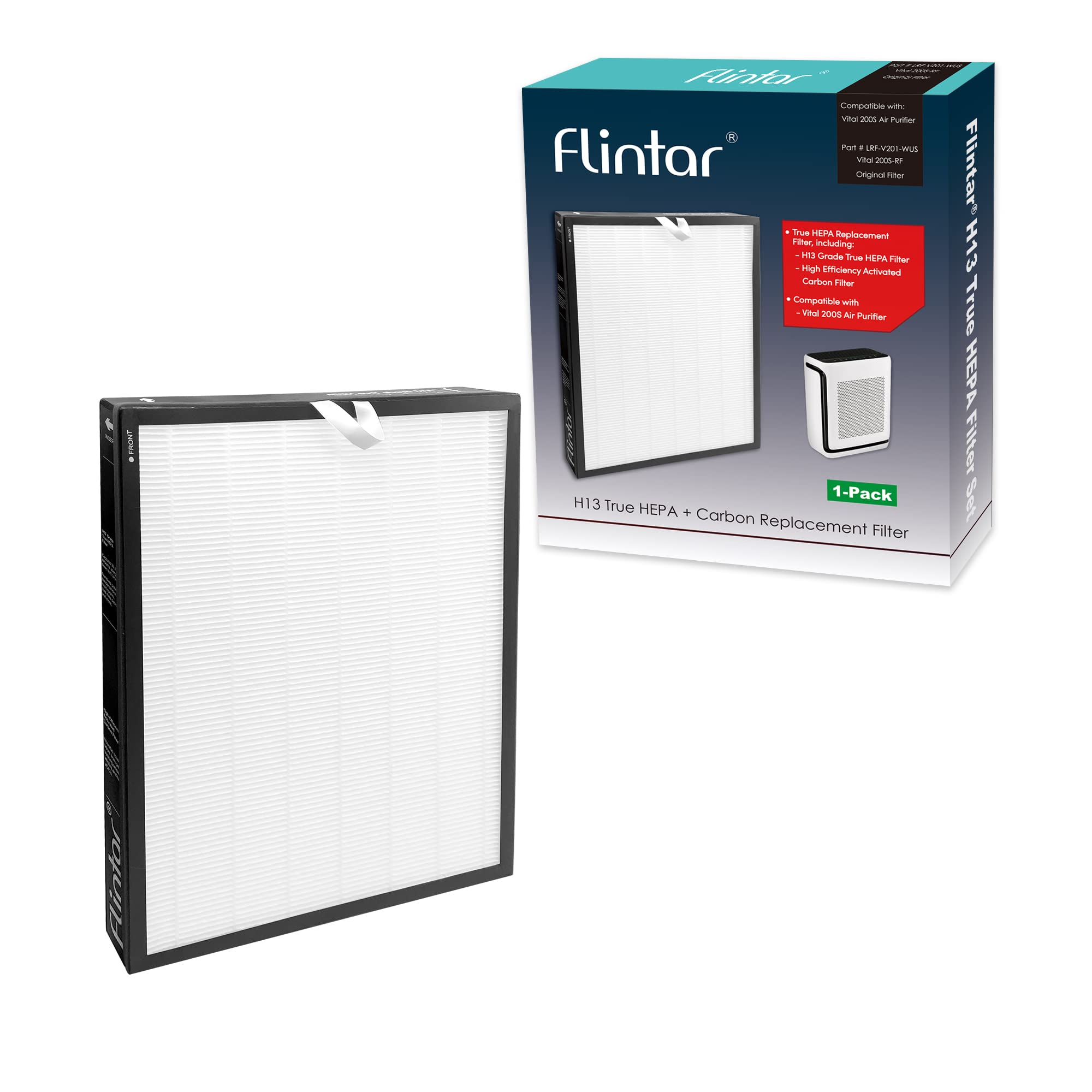 Flintar Vital 200S True HEPA Replacement Filter, Compatible with LEVOIT Vital 200S Air Purifier, H13 True HEPA + Activated Carbon Replacement filter, Part # Vital 200S-RF, 1-Pack
