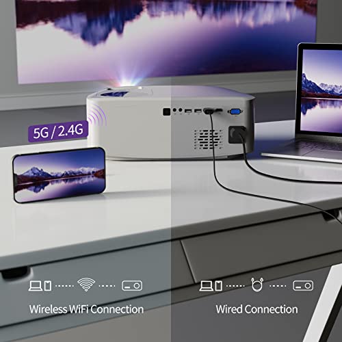 WEWATCH V70S Native 1080P Projector, with PCF1 Web Camera,500 ANSI Lumen 20,000LM 5G WiFi Bluetooth Projector for Indoor Office, Full HD Home Theater Movie Projector, Portable Video Projector