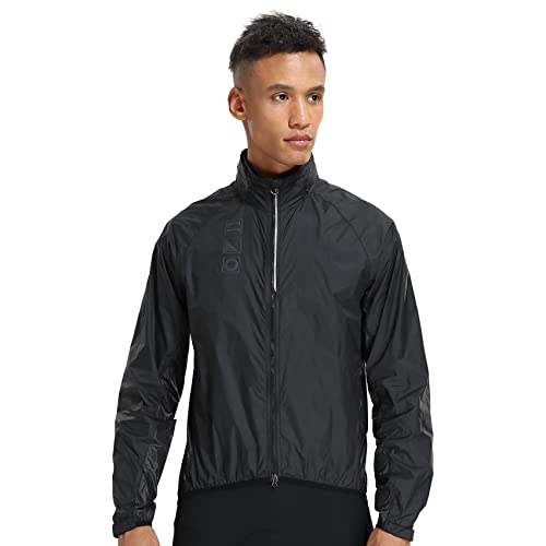 Santic Cycling Windbreaker Bike Outdoor Skinsuit Jacket Sun Protection Riding Equipment UPF50+,Black,Size S