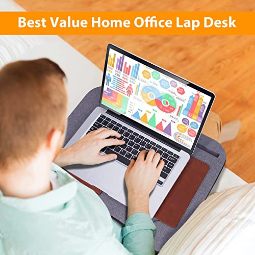 Laptop Lap Desk, Lap Laptop Desk laptop Table Tray Stand Portable Laptop Bed Desk Computer Lap Desk Laptop Desk for Bed Sofa Laptop Table W/ Cushion Mouse Pad Storage Holder for Work, Write, Read, Eat