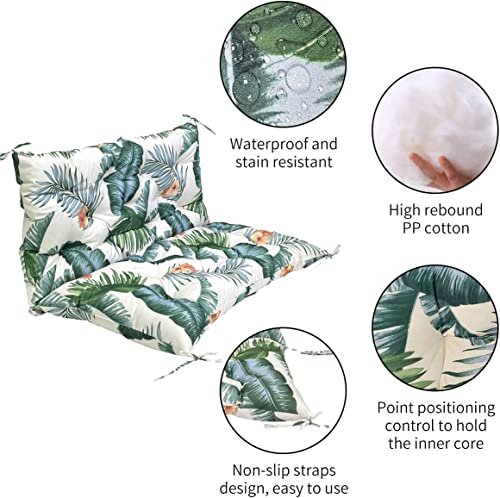Boaisdus Swing Cushions 3 Seater Replacement Waterproof Porch Swing Cushions with Backrest and 8 Ties Thicken 4" Bench Cushion Replacement Patio Swing Cushion for Outdoor Furniture(60x40in)