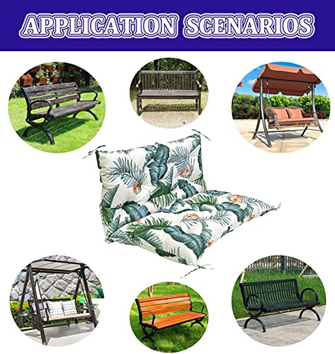 Boaisdus Swing Cushions 3 Seater Replacement Waterproof Porch Swing Cushions with Backrest and 8 Ties Thicken 4" Bench Cushion Replacement Patio Swing Cushion for Outdoor Furniture(60x40in)