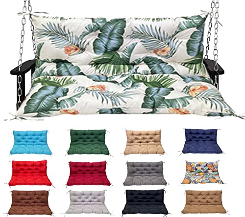 Boaisdus Swing Cushions 3 Seater Replacement Waterproof Porch Swing Cushions with Backrest and 8 Ties Thicken 4" Bench Cushion Replacement Patio Swing Cushion for Outdoor Furniture(60x40in)
