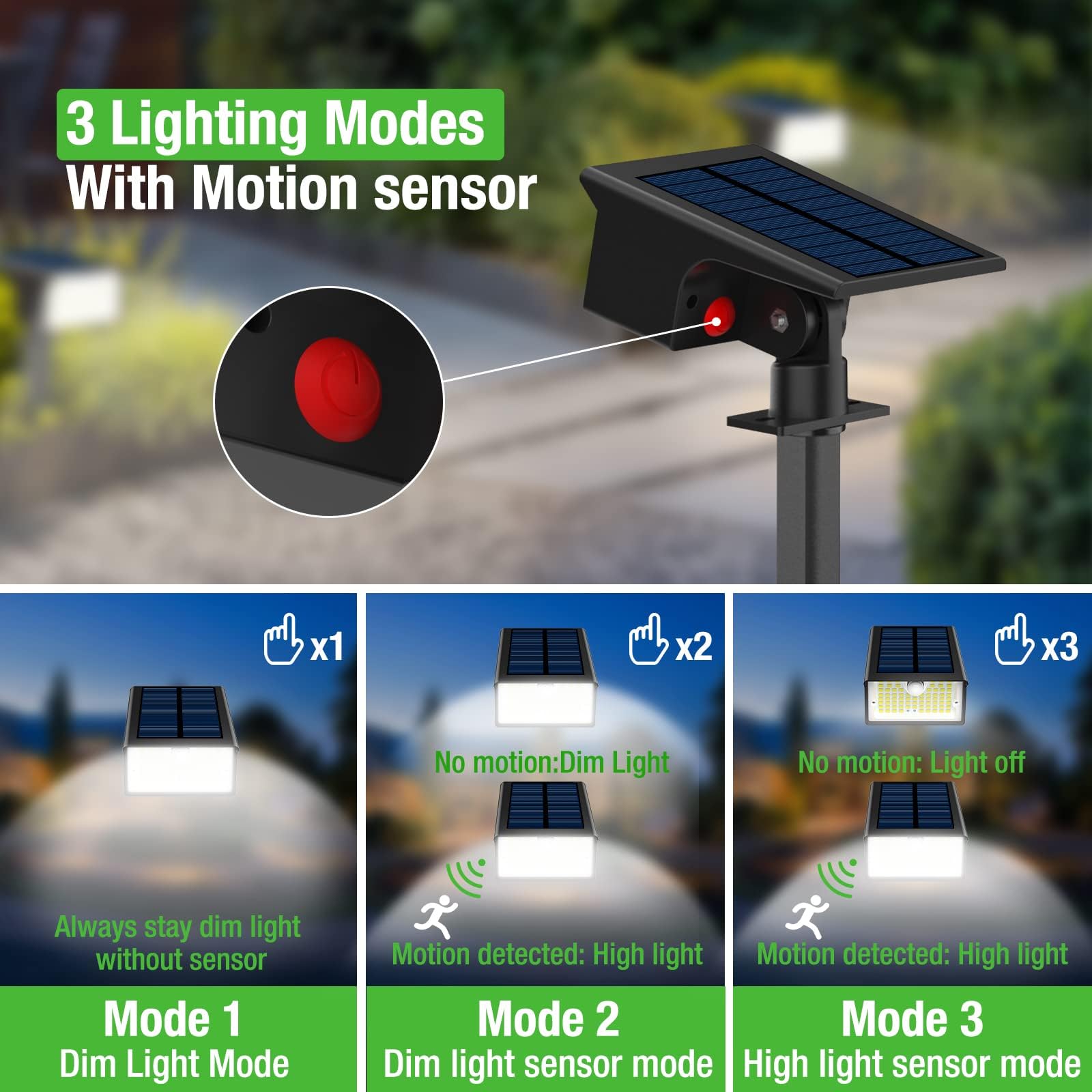 nipify Solar Spot Lights Outdoor - 3 Pack/62 LED Solar Motion Sensor Lights Outdoor Waterproof, 3 Modes in 1; Landscape Spotlights for Outside Yard Wall Garden - Cool White