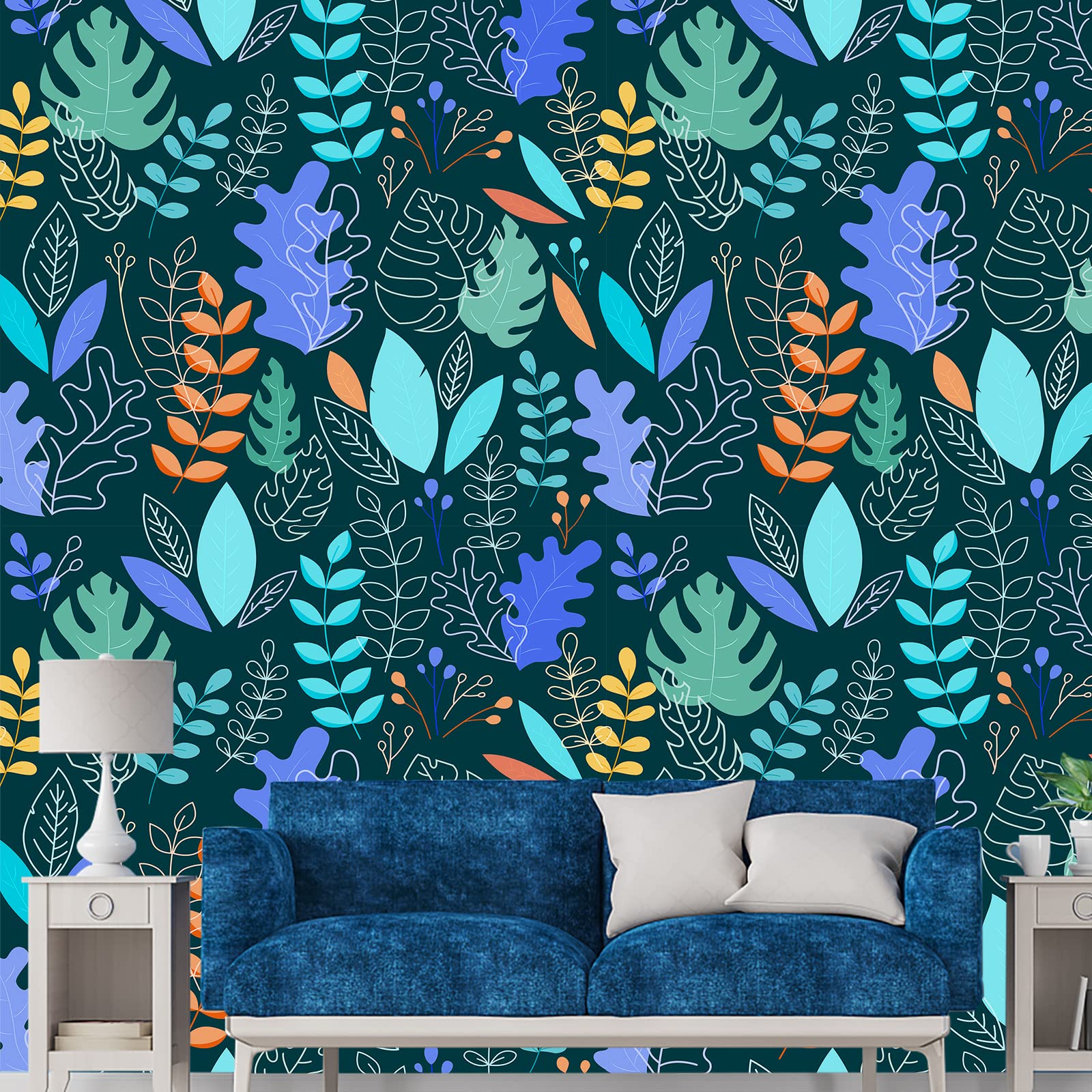 Eilyliafe 121"x16.5" Colorful Contact Paper Boho Peel and Stick Wallpaper Leaf Wallpaper Self Adhesive Removable Wallpaper for Walls Furniture Covering Vinyl Rolls