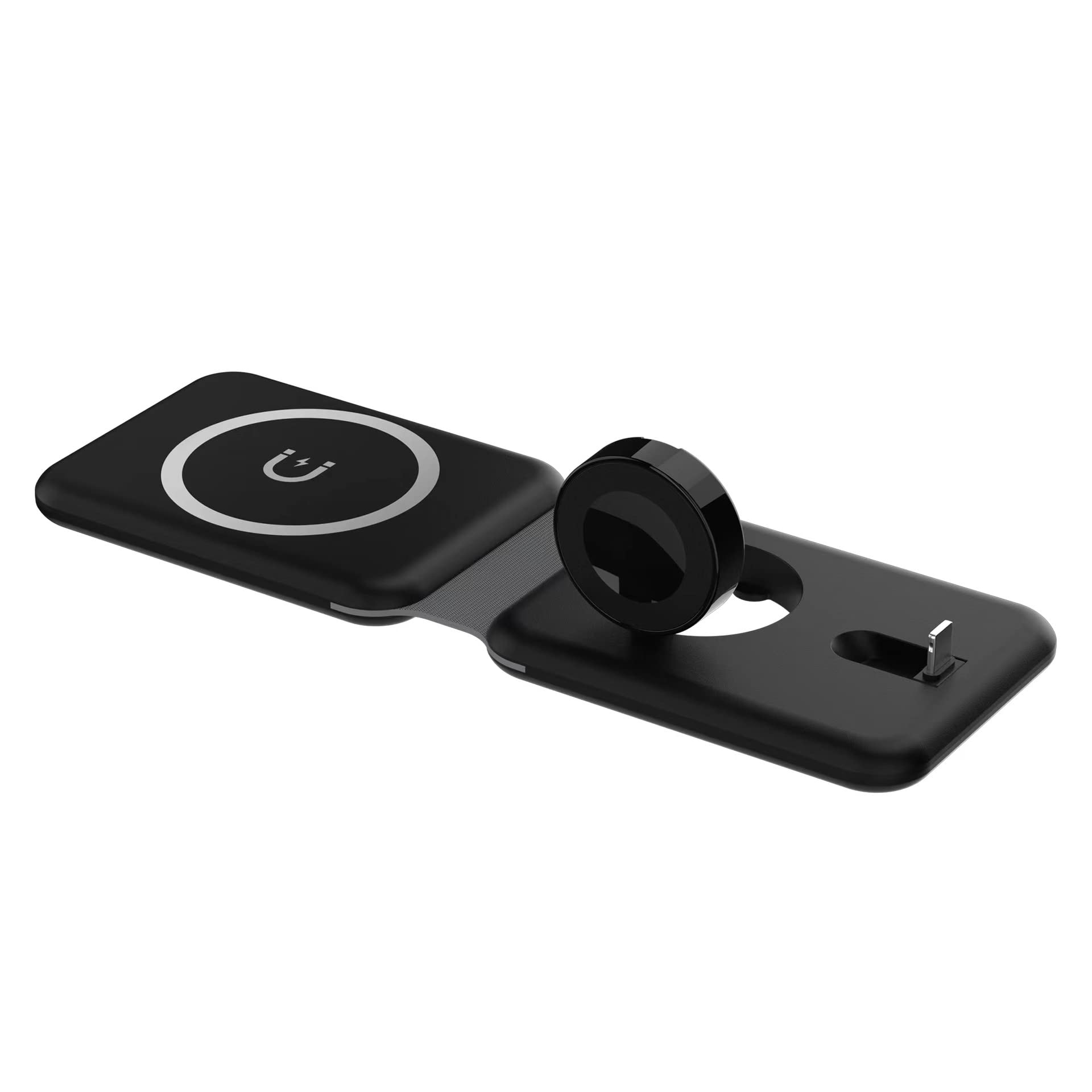 IBEL 3 in 1 Wireless Charger, Qi Wireless Fast Charging, Magnetic Foldable 3-in-1 Charging Station for iPhone, iWatch, Airpods, Samsung Galaxy Series,Google Pixel Series