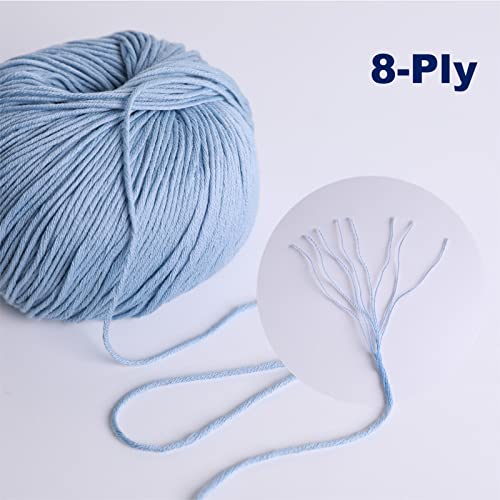 SHIKE Sprout,100% Long-Staple Cotton Yarn,3 Skeins Soft Baby Fingering Weight for Crochet&Knitting Yarn,Per Skein 50g/162yards (Phantom Grey)