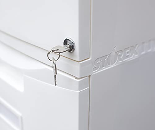 Storex Plastic One-Drawer File Cabinet – Locking Document Organizer for Home and Office, White, 1-Pack (61271B01C)
