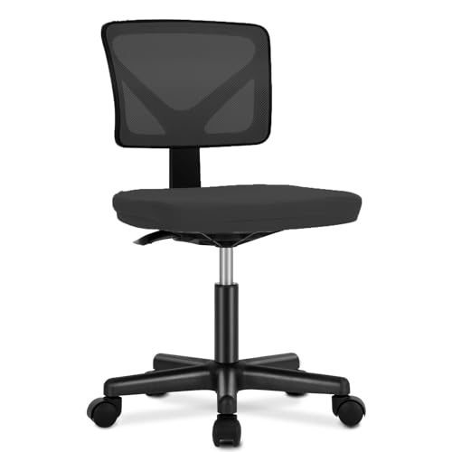 DUMOS Desk Ergonomic, Mid Back Mesh Home Office Wheels, Breathable Swivel Computer Chair with Lumbar Support & Armrests, Yellow