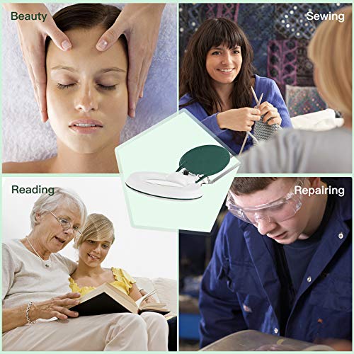 Gynnx Magnifying Lamp with Clamp, Dimmable 10X Magnifier, LED 4200 Lumens,5 Inches Magnifier Glass, Adjustable Stainless Steel Lamp Arm for Reading,Craft,Knitting,Desktop Office Workbench MY2(Green)